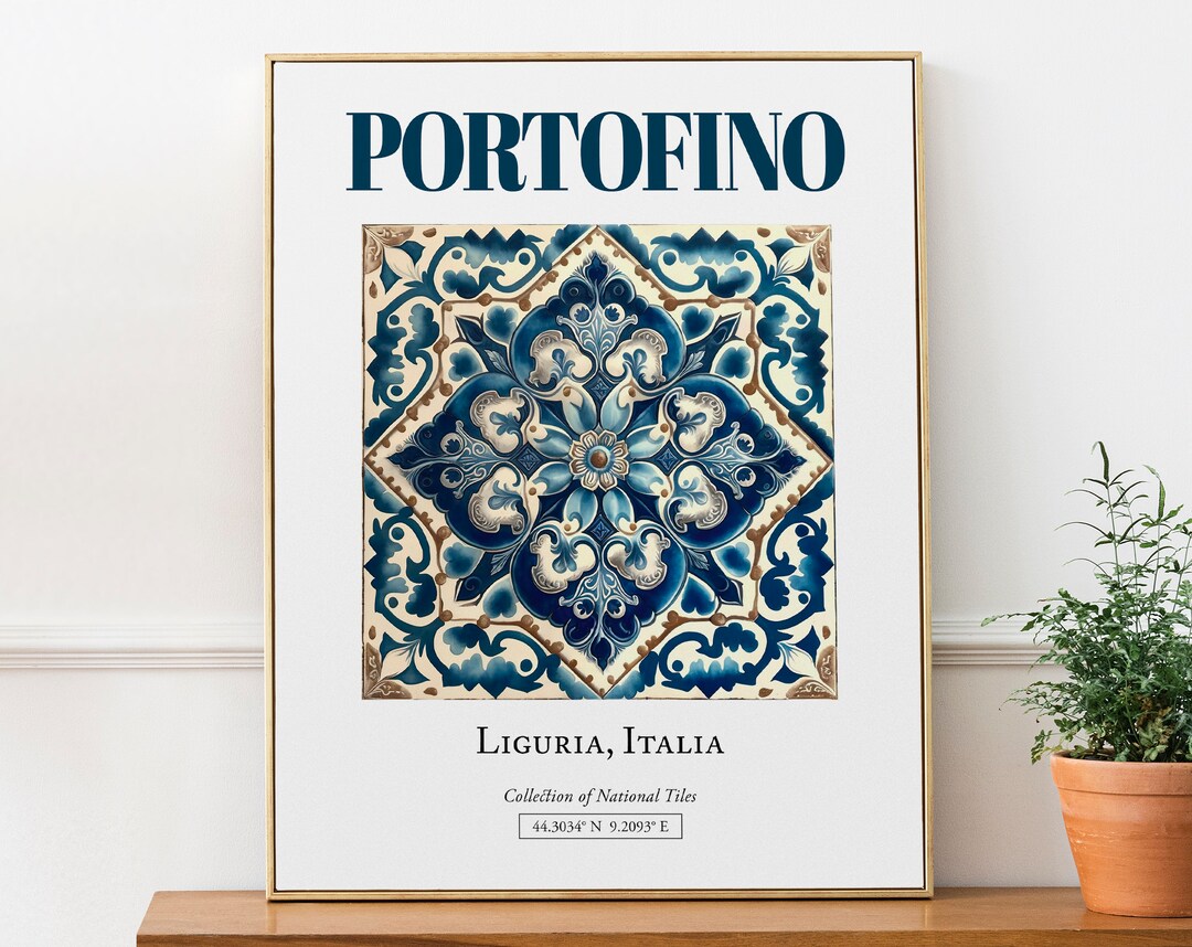Portofino, Liguria, Italy, Aesthetic Folk Traditional Maiolica Tile ...