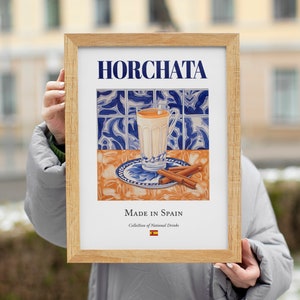 Horchata on Maiolica Tile, Spanish Traditional Beverage Print Poster ...