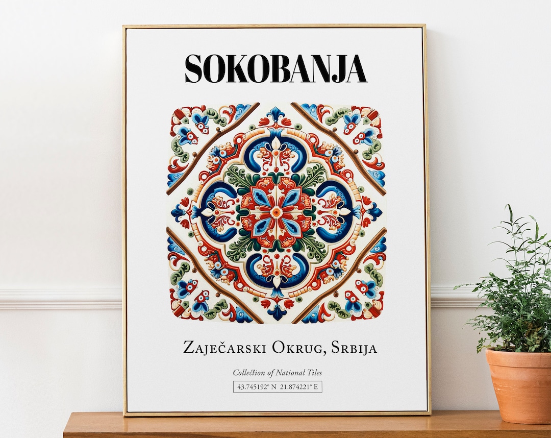 Soko Banja, Serbia, Traditional Tile Pattern Aesthetic Wall Art Decor ...