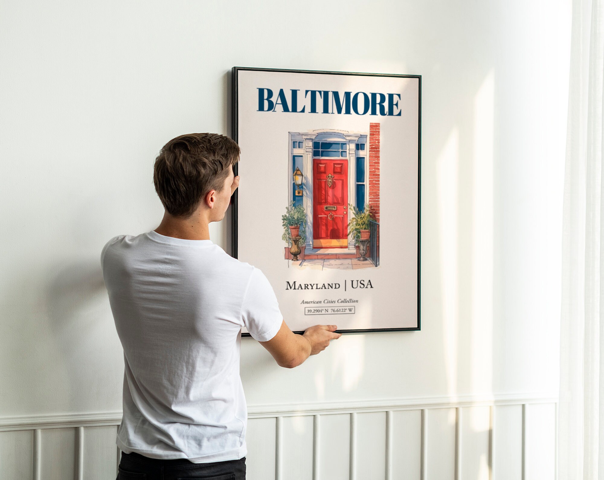 Baltimore Maryland USA Aesthetic Minimalistic Watercolor - Etsy