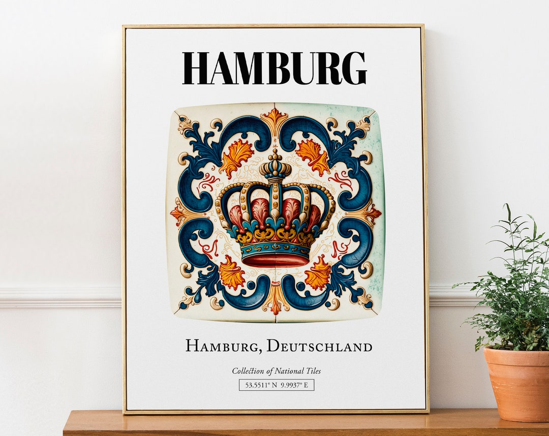 Hamburg, Hamburg, Germany, Traditional Tile Pattern Aesthetic Wall Art ...