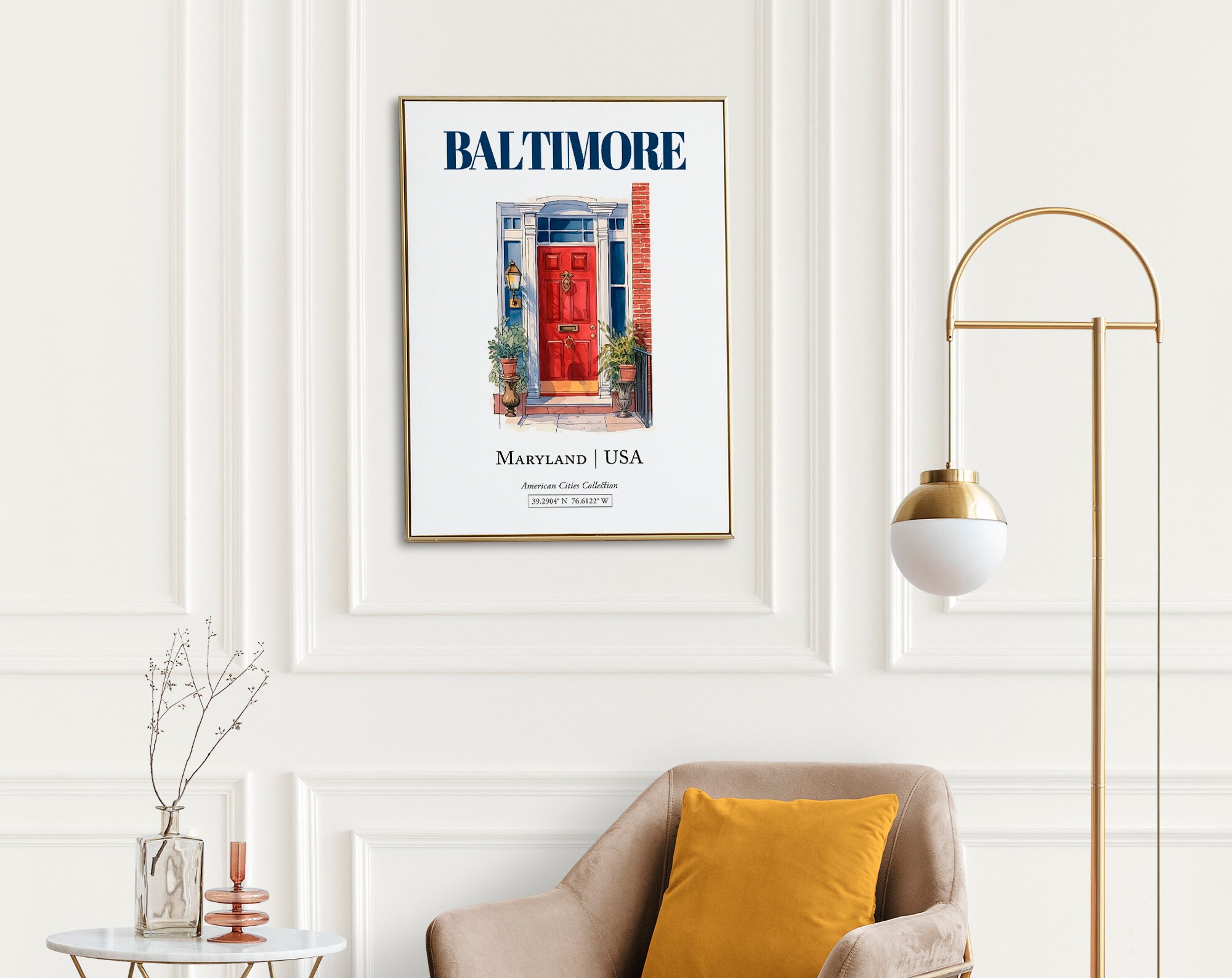 Baltimore Maryland USA Aesthetic Minimalistic Watercolor - Etsy