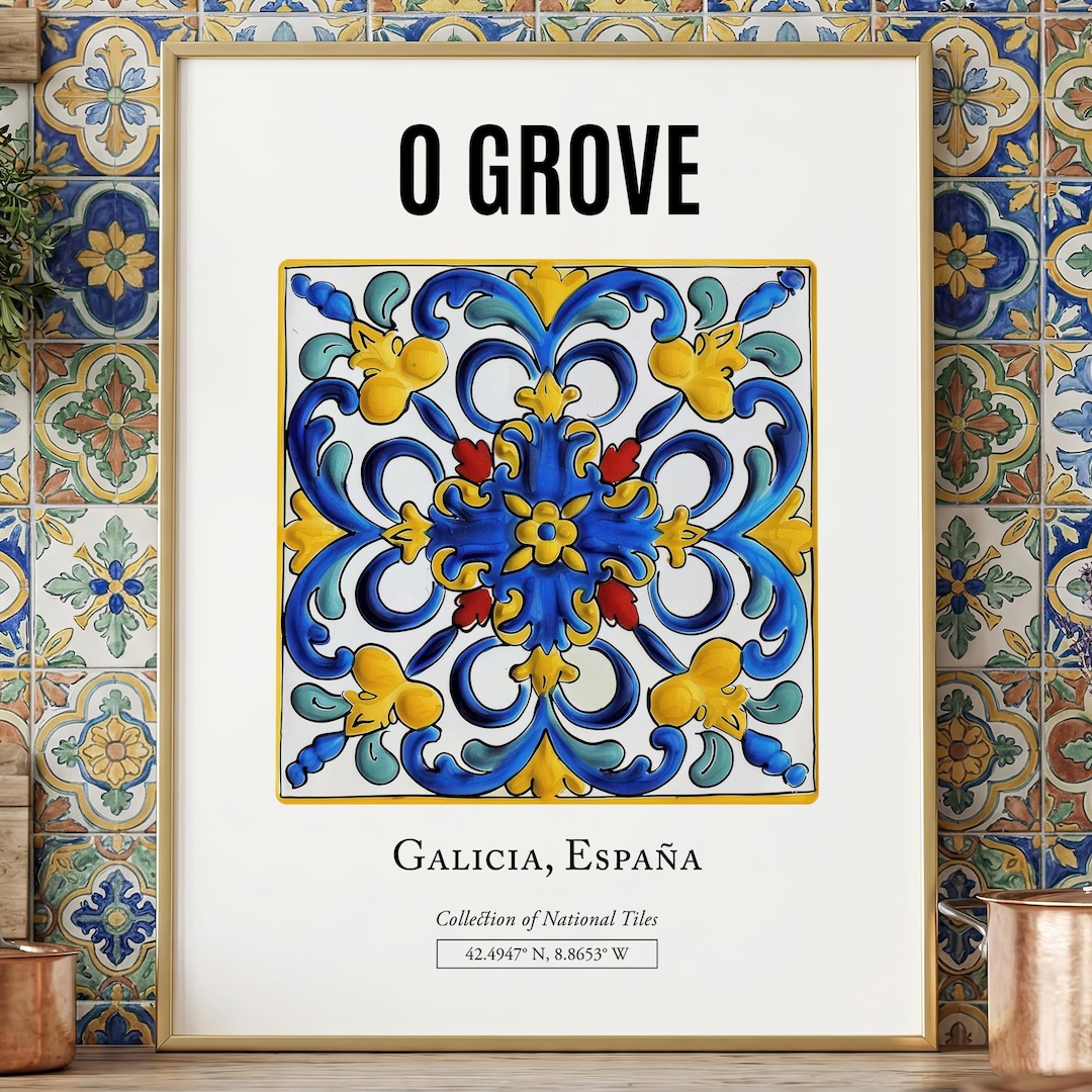 Galicia Tile Art Print, Spain Folk Decor Poster - Etsy