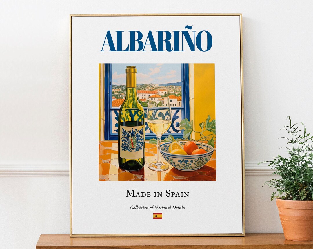 Albariño on Maiolica Tile, Traditional Galicia Beverage (drink) Print ...