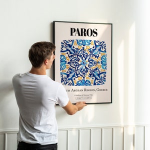 Paros Enchanting Tile Pattern Poster: Greek Island Charm in Wall Art - Etsy