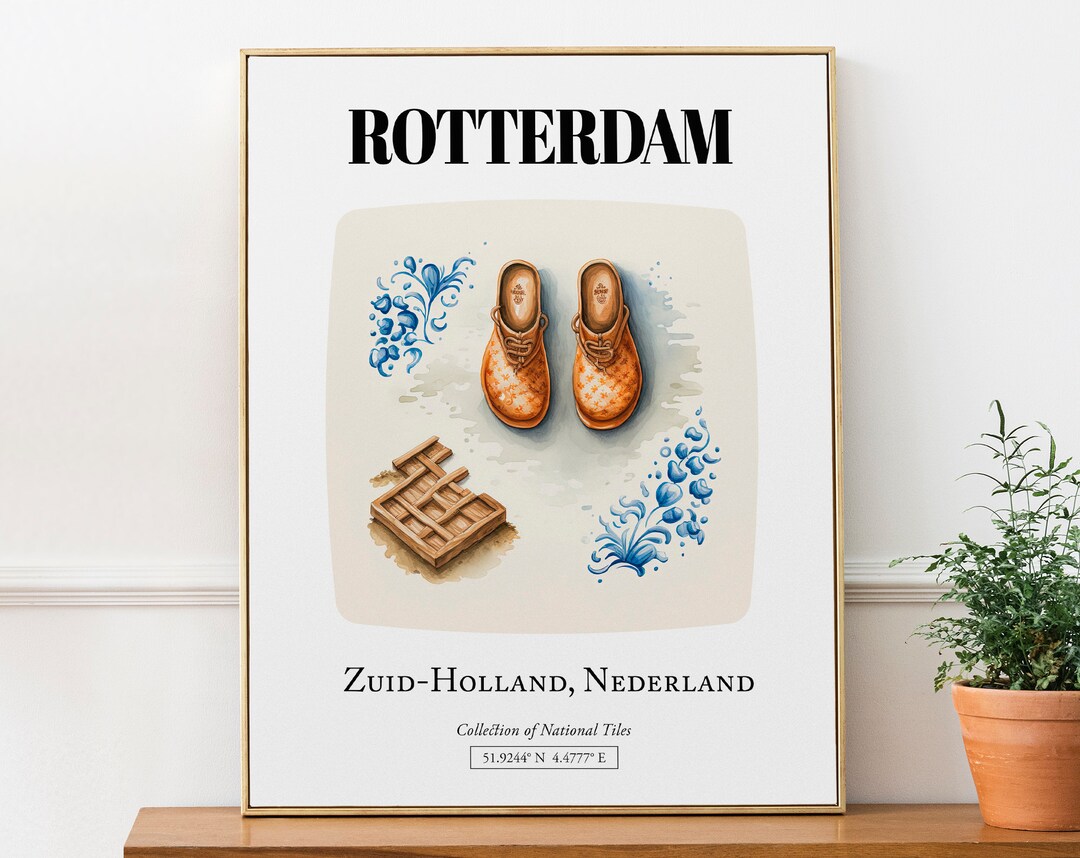 Rotterdam, Netherlands, Delft Tile Pattern With Wooden Shoes Aesthetic ...