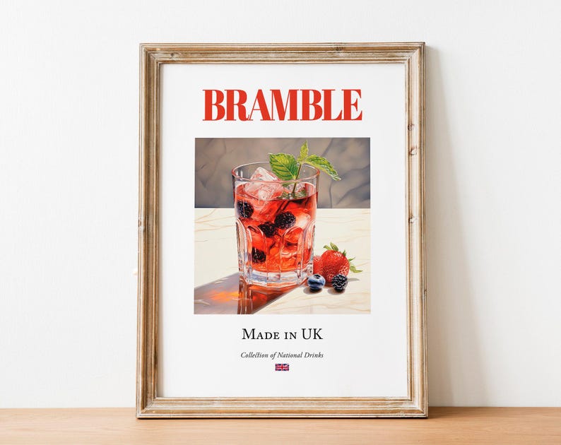 Bramble Cocktail Print, English Drink Poster, Kitchen Bar Wall Art - Etsy