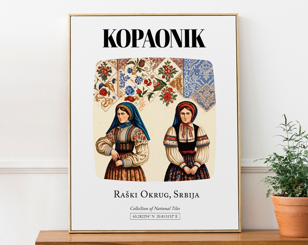Kopaonik, Serbia, Tile With Folk Costumes Aesthetic Wall Decor Print ...