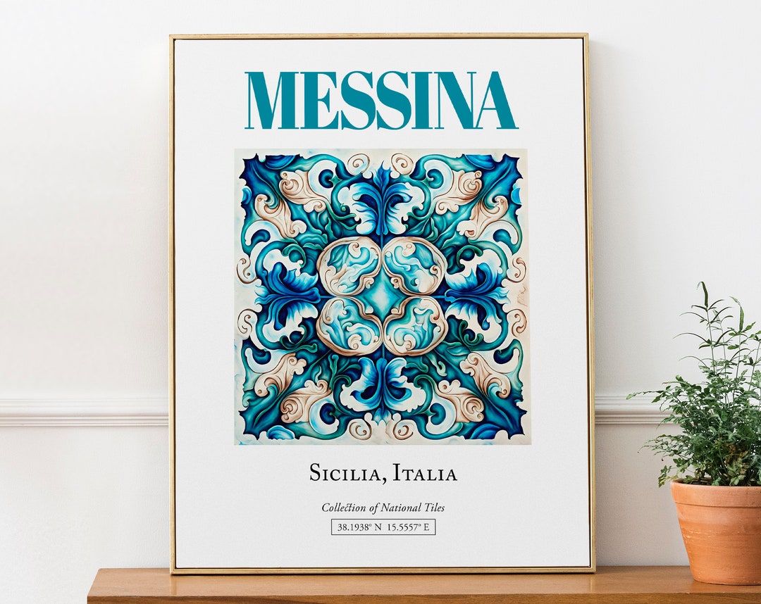 Messina, Sicilia, Italy, Aesthetic Folk Traditional Maiolica Tile, Wall ...