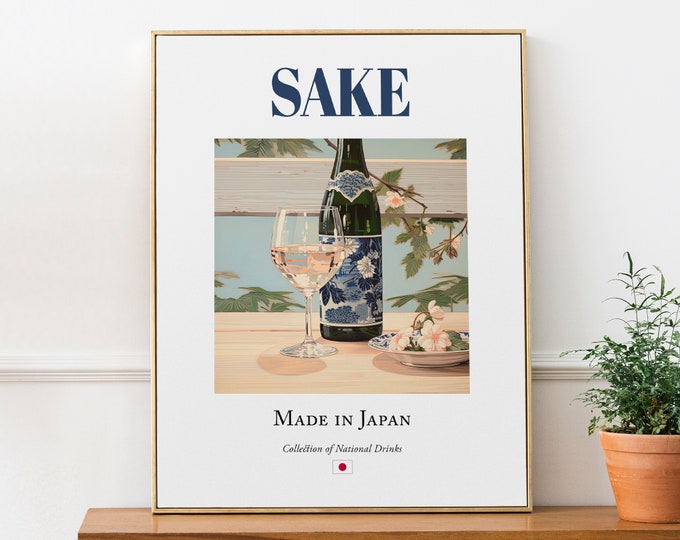 Funny Black Cat Sake Art Japanese Sake Print Japanese Wall Art Food and ...