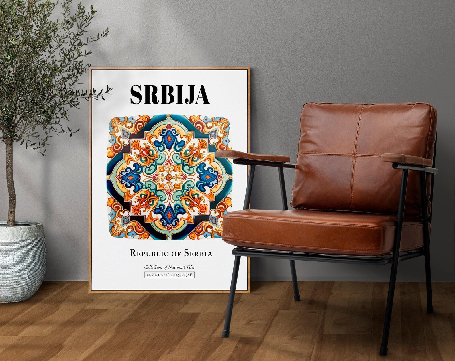 Serbian Tile Art Print: Traditional Srbija Pattern Wall Decor - Etsy