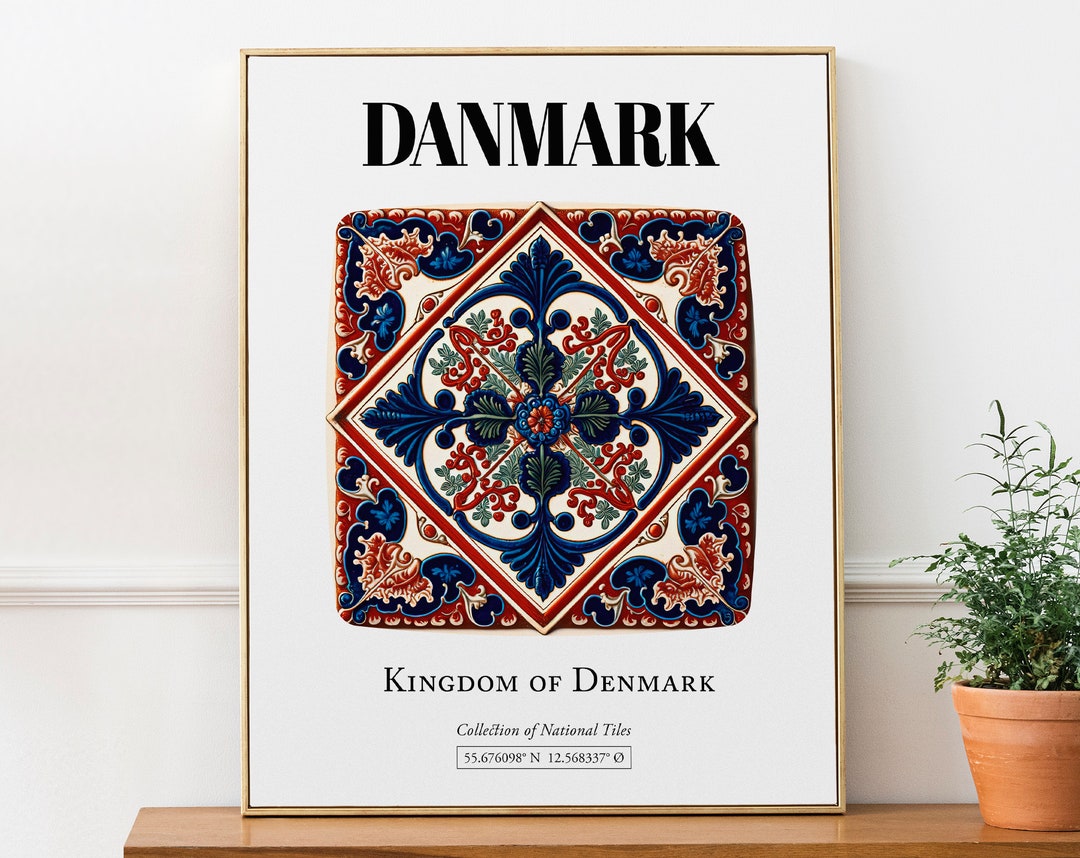 Danmark (denmark) Traditional Tile Pattern Aesthetic Wall Art Decor ...