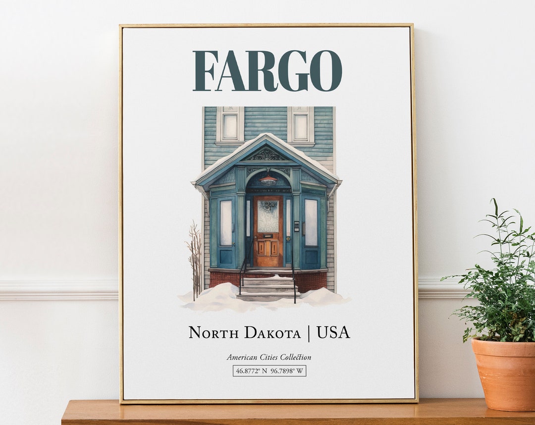 Fargo, North Dakota, USA, Aesthetic Minimalistic Watercolor Traditional ...
