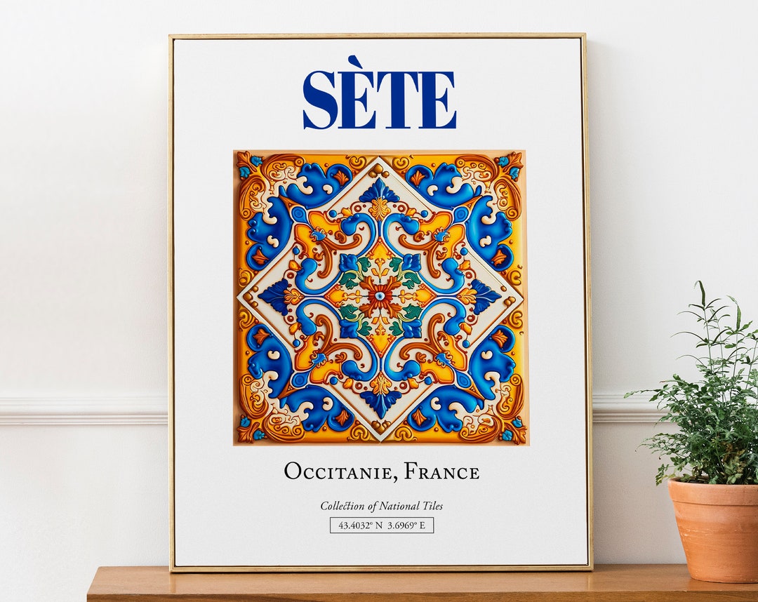 Sète, Occitanie, France, Aesthetic Traditional Tile, Wall Art Décor ...