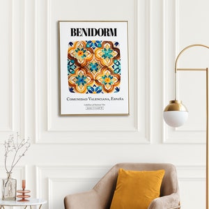 Benidorm Tile Pattern Wall Art Print Poster, Valencian Community, Spain ...