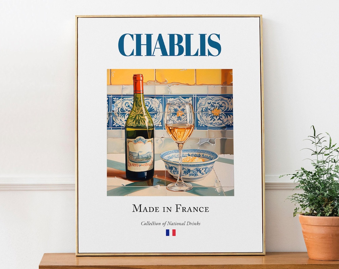 Chablis Wine Print, Maiolica Tile, Kitchen Bar Wall Art - Etsy