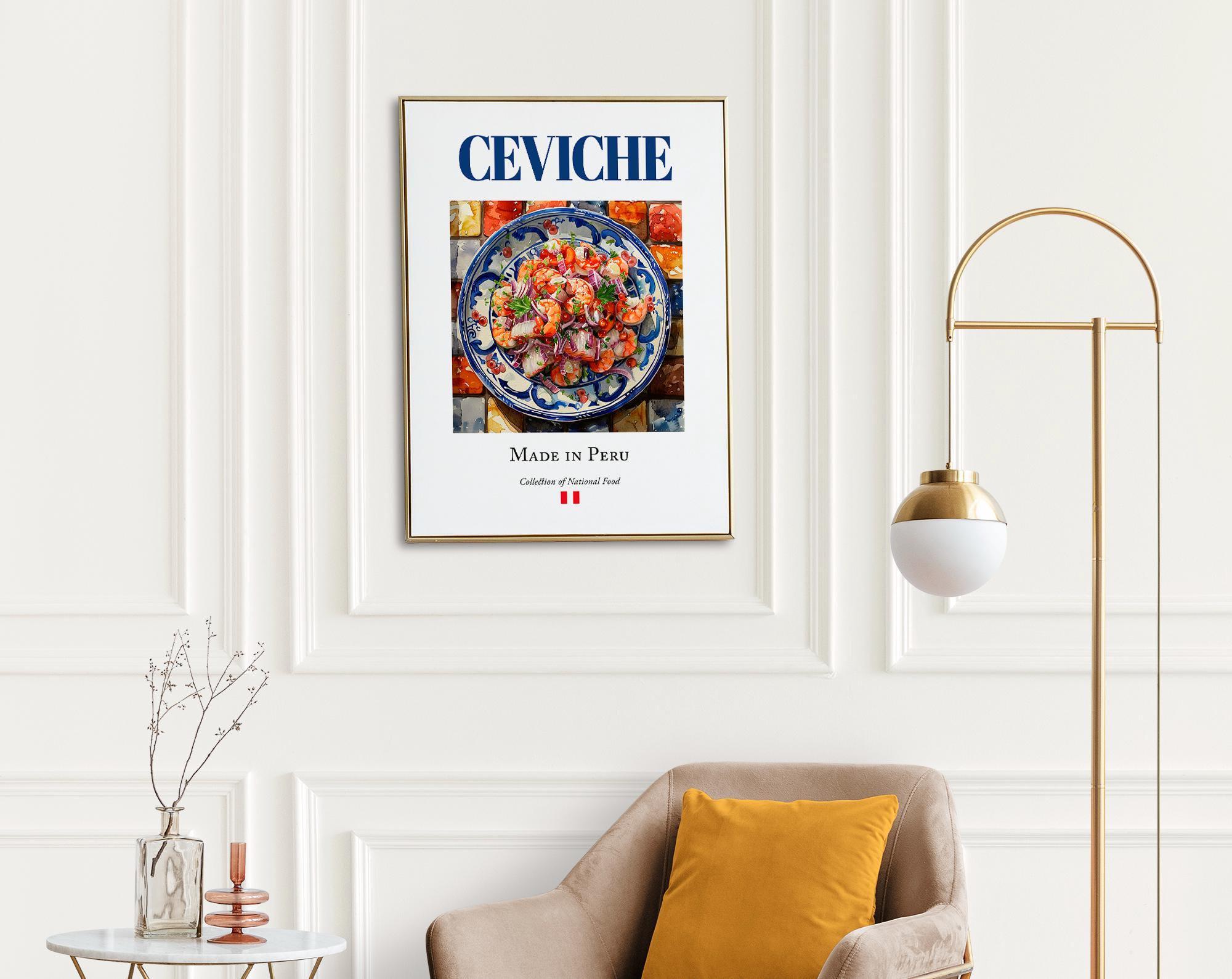 Ceviche on Maiolica Tile, Traditional Peruvian Dish Print Poster ...