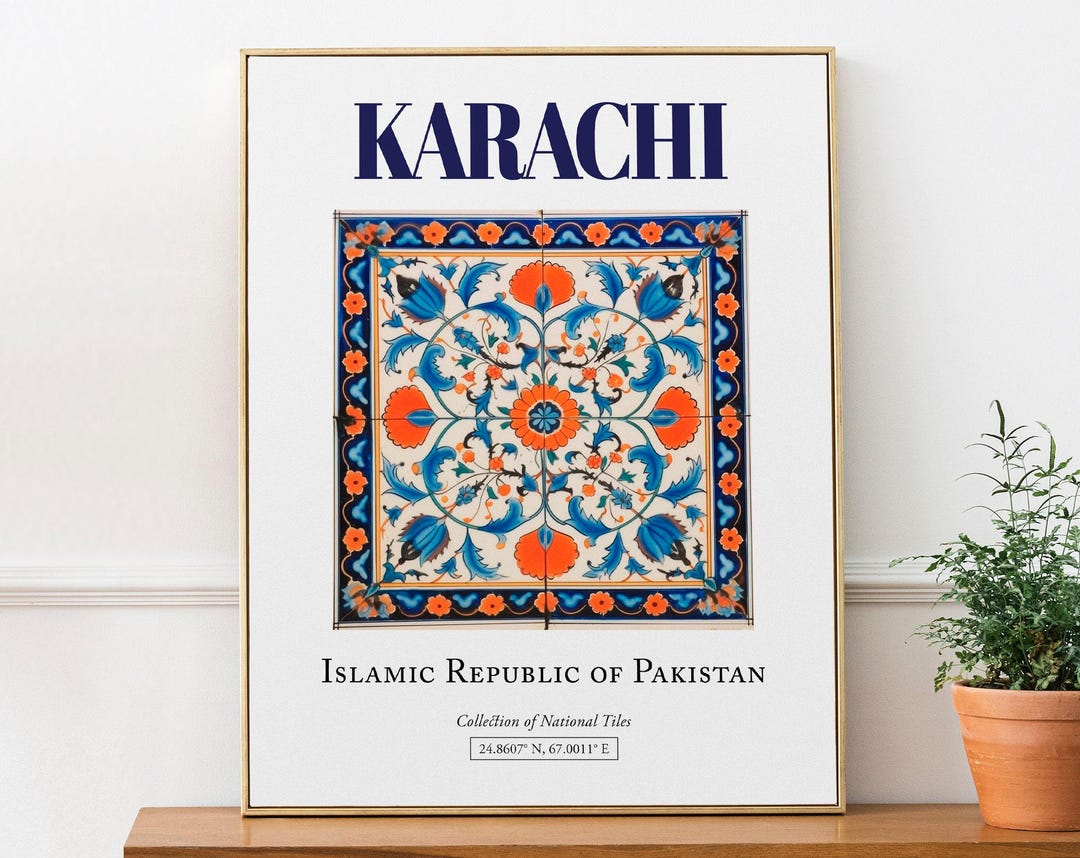 Karachi Pakistan Tile Art Print, Traditional Folk Design - Etsy