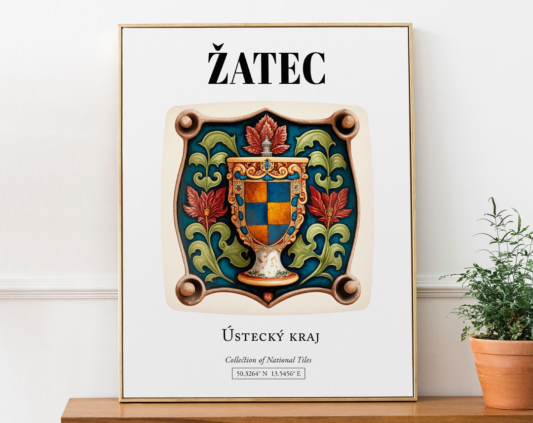 Žatec, Czech Republic, Heraldic Grail Tile Pattern Aesthetic Wall Art ...