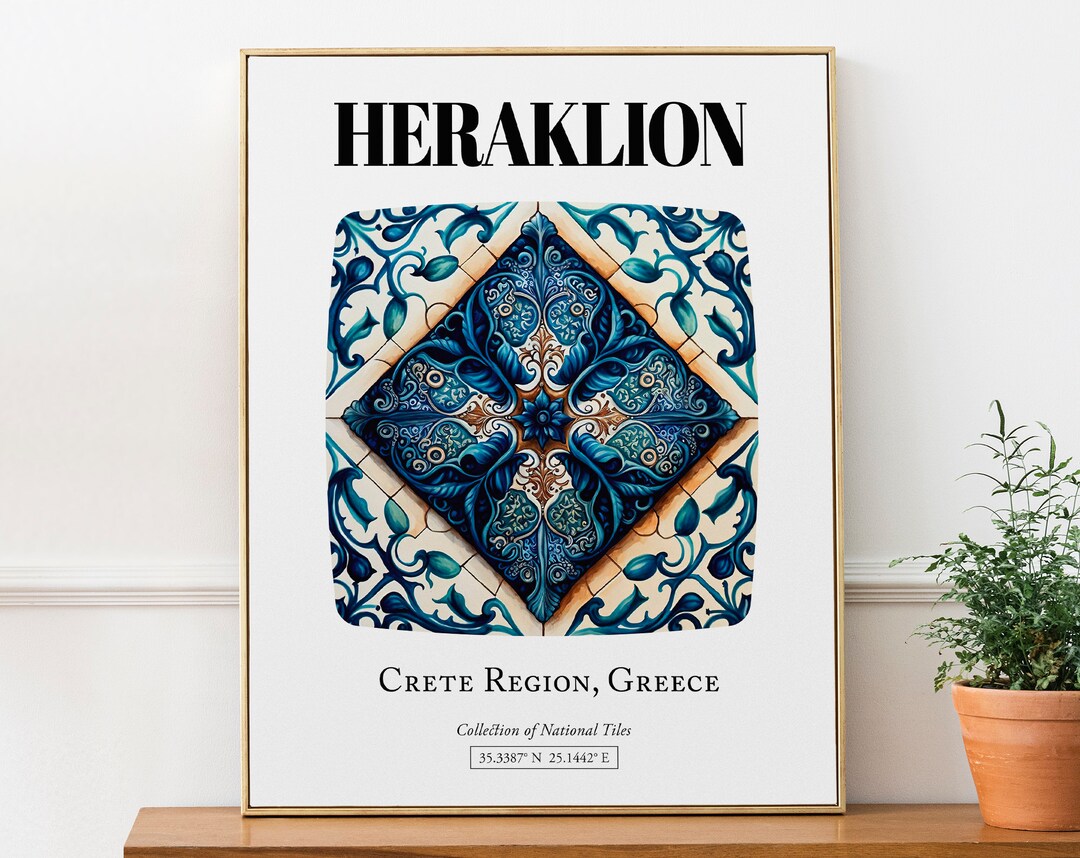 Heraklion Intricate Tile Patterns Poster: Cretan Beauty in Wall Art - Etsy