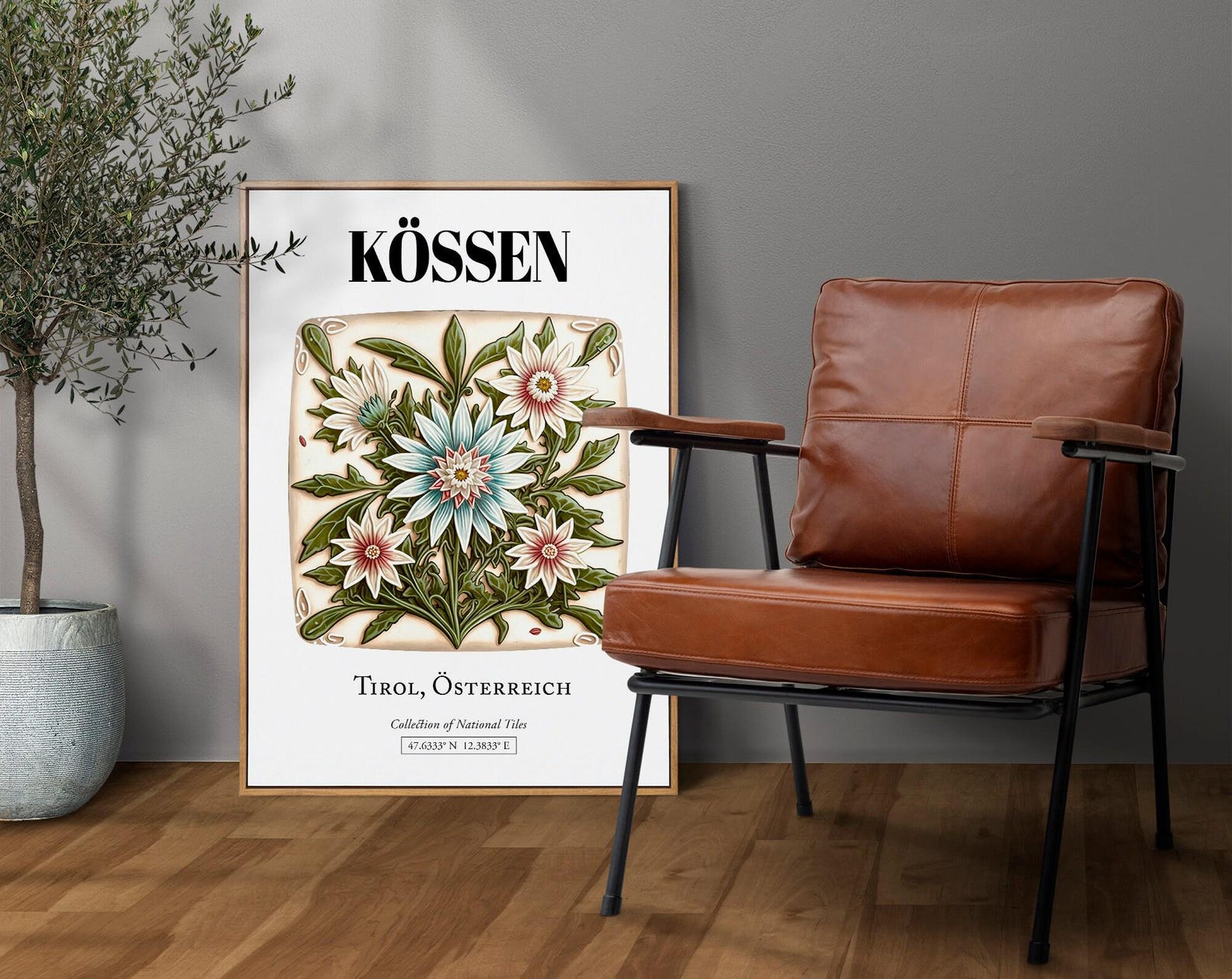 Kössen Austria Tile Art Print: Traditional Floral Pattern - Etsy