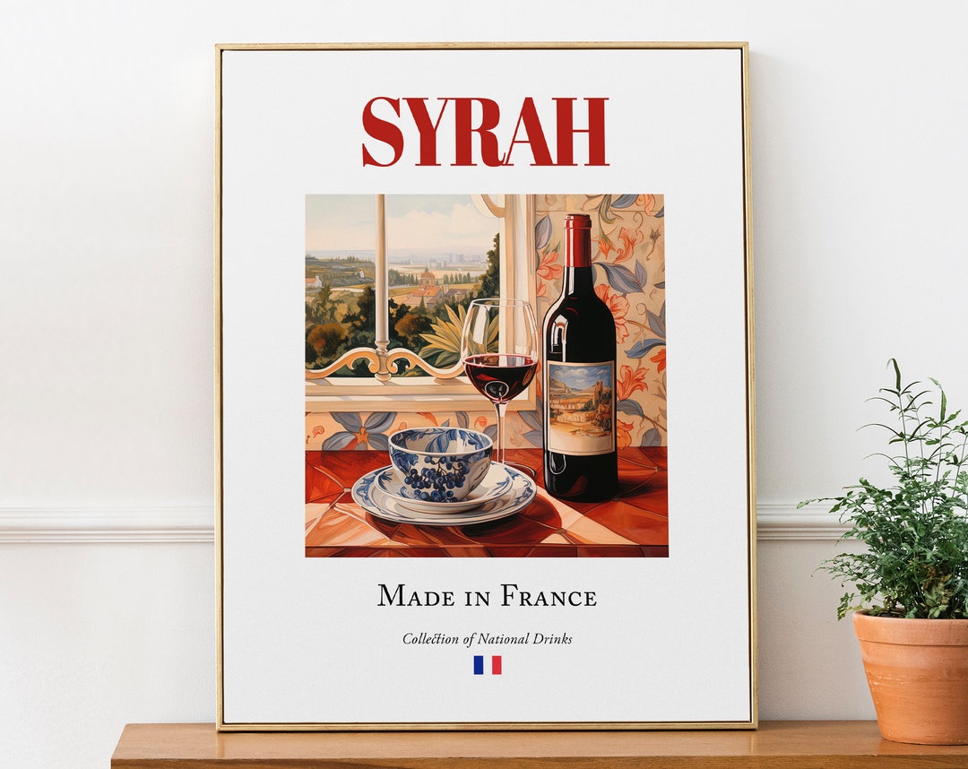 Syrah on Maiolica Tile, Traditional Rhône-alpes Beverage drink Print ...