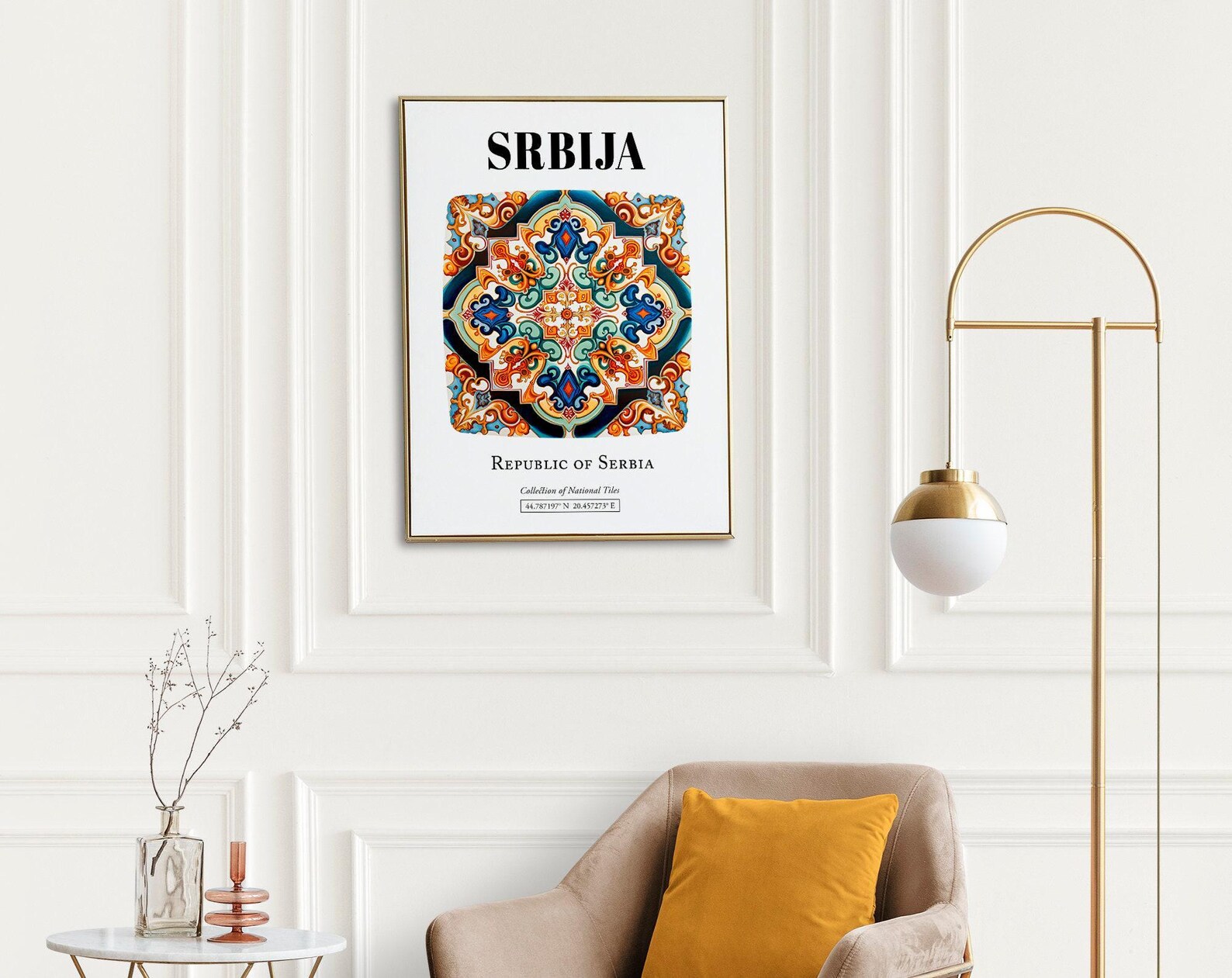 Serbian Tile Art Print: Traditional Srbija Pattern Wall Decor - Etsy