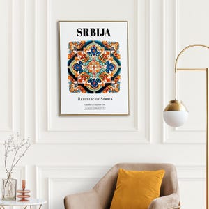 Serbian Tile Art Print: Traditional Srbija Pattern Wall Decor - Etsy