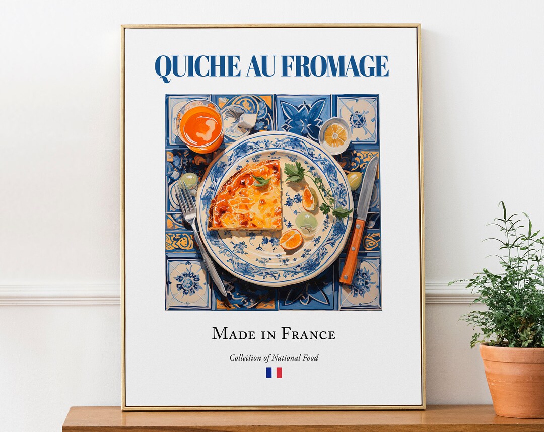 Quiche Au Fromage on Maiolica Tile Plate, Traditional French Food Wall ...