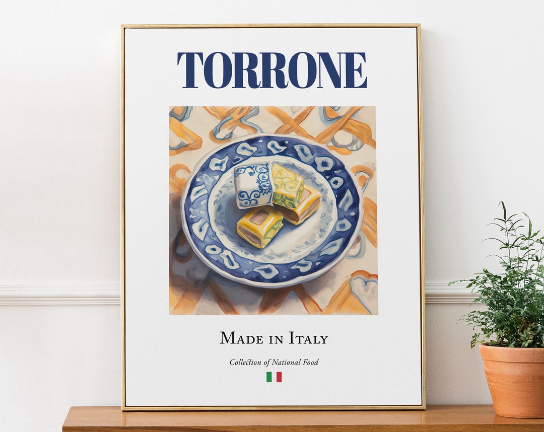 Torrone on Maiolica Tile Plate, Traditional Italian Food Wall Art Print ...