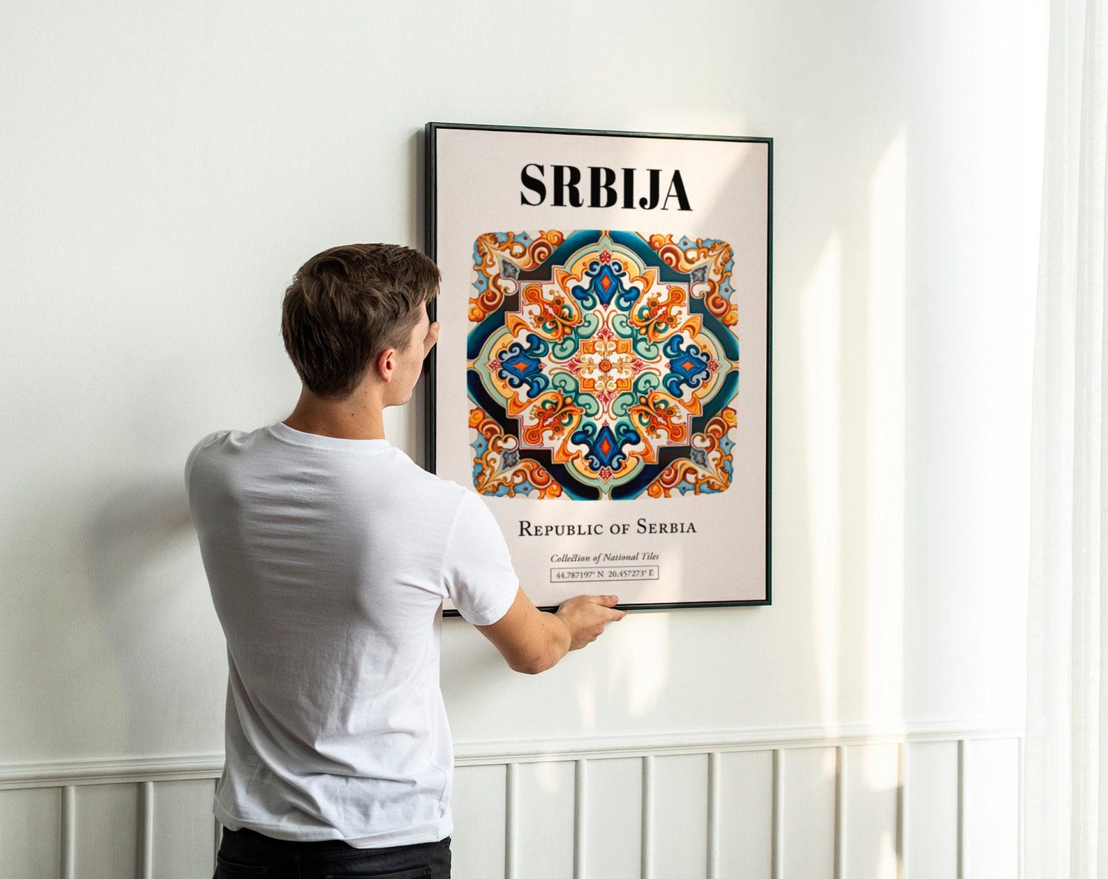 Serbian Tile Art Print: Traditional Srbija Pattern Wall Decor - Etsy