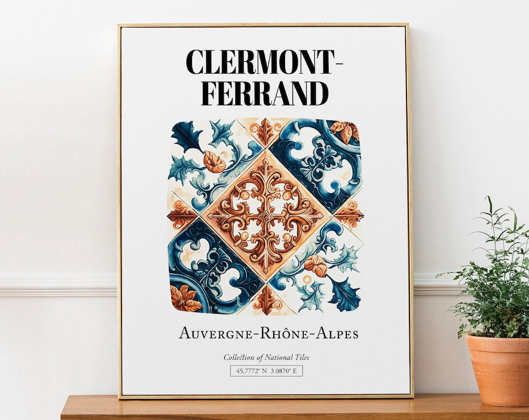 Clermont-ferrand, France, Tile Pattern Aesthetic Wall Art Decor Print ...