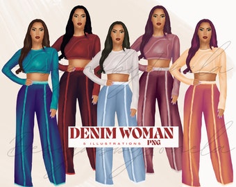 Denim Girl Clipart, Fashion Woman, Curvy Girl, Jeans Boss Babe, Planner ...