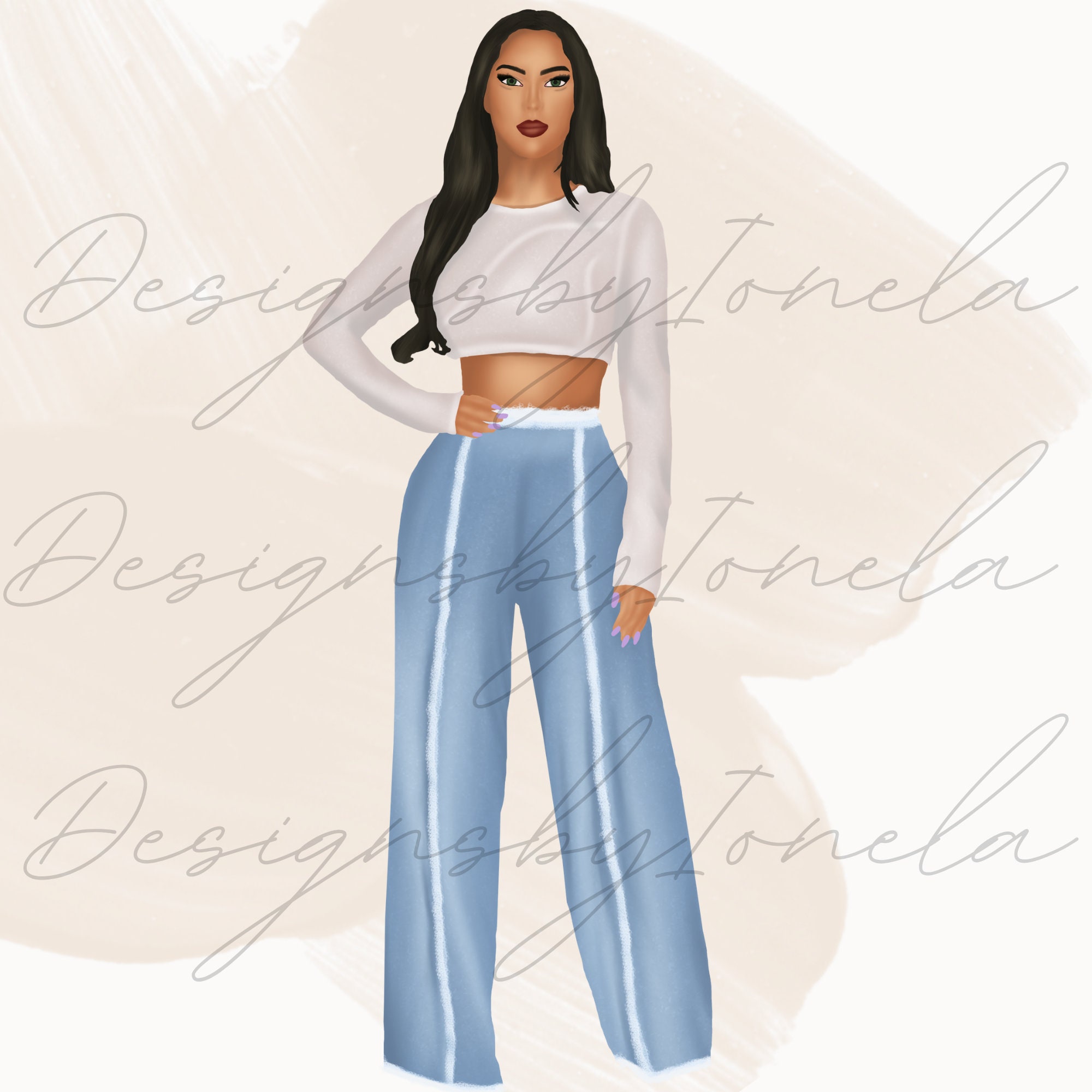 Denim Girl Clipart, Fashion Woman, Curvy Girl, Jeans Boss Babe, Planner ...