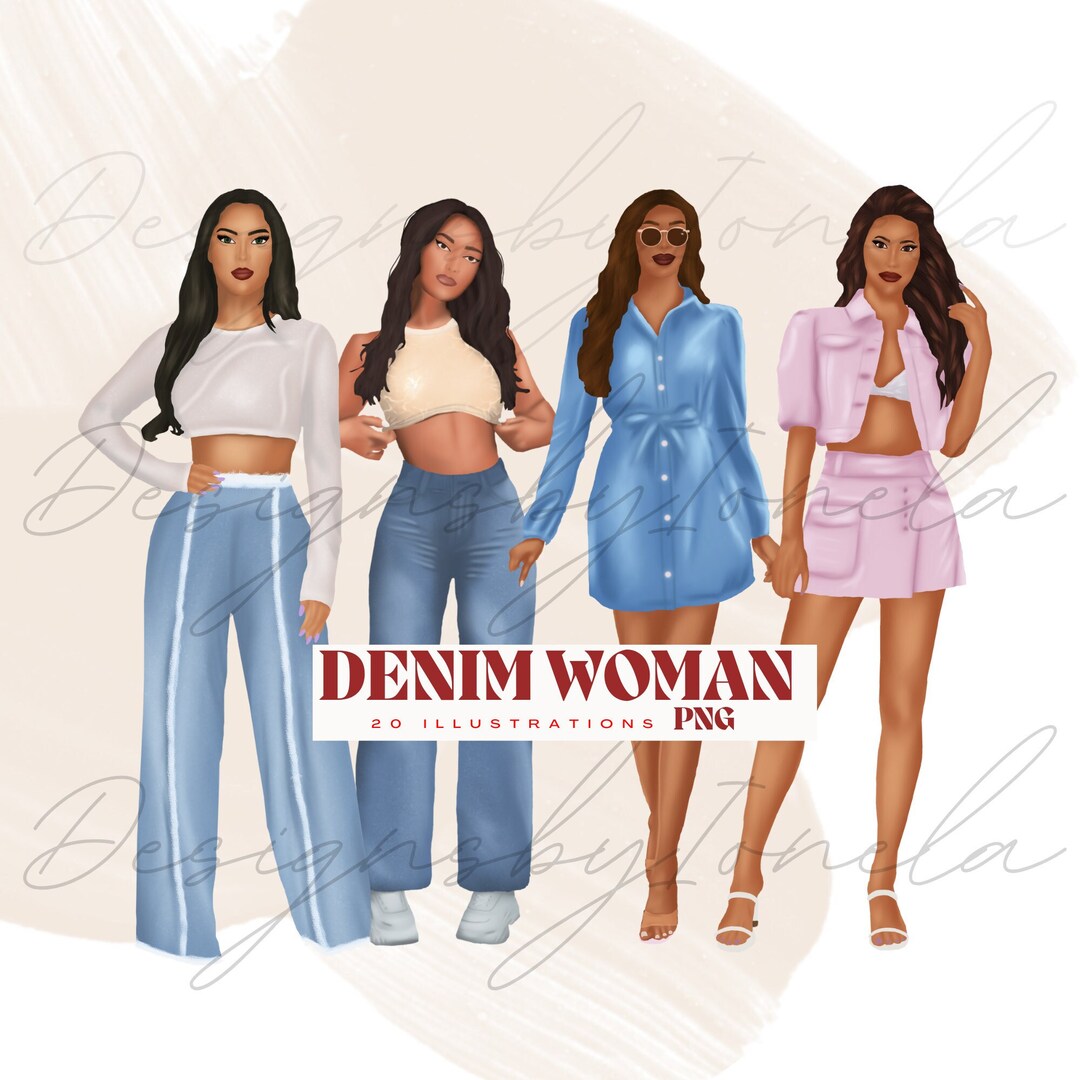 Denim Girl Clipart, Fashion Woman, Curvy Girl, Jeans Boss Babe, Planner ...