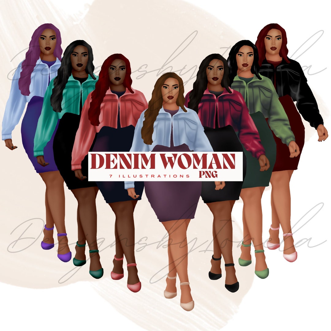 Denim Girl Clipart Fashion Woman, Curvy Girl Jeans Boss Babe, Planner ...