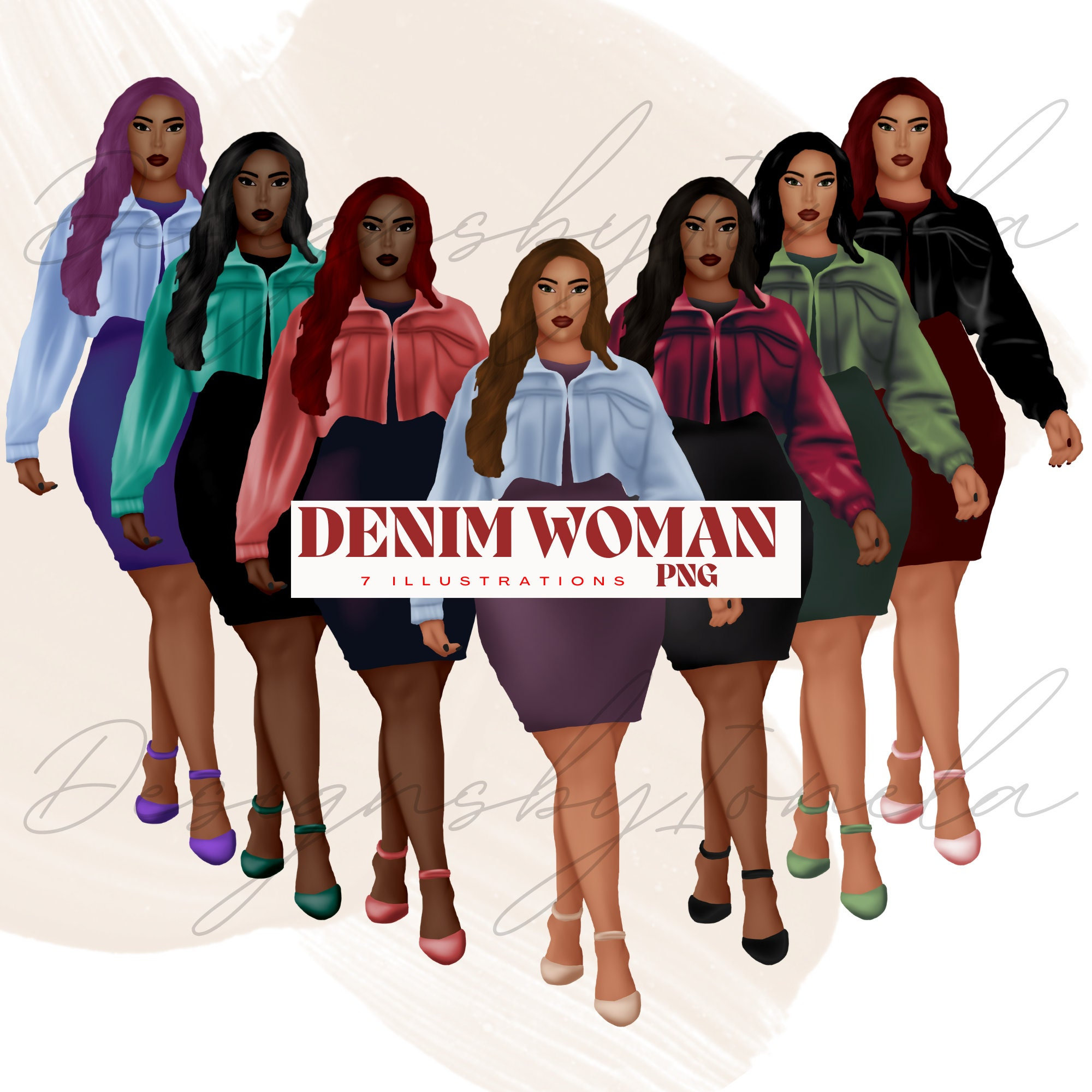 Denim Girl Clipart Fashion Woman, Curvy Girl Jeans Boss Babe, Planner ...