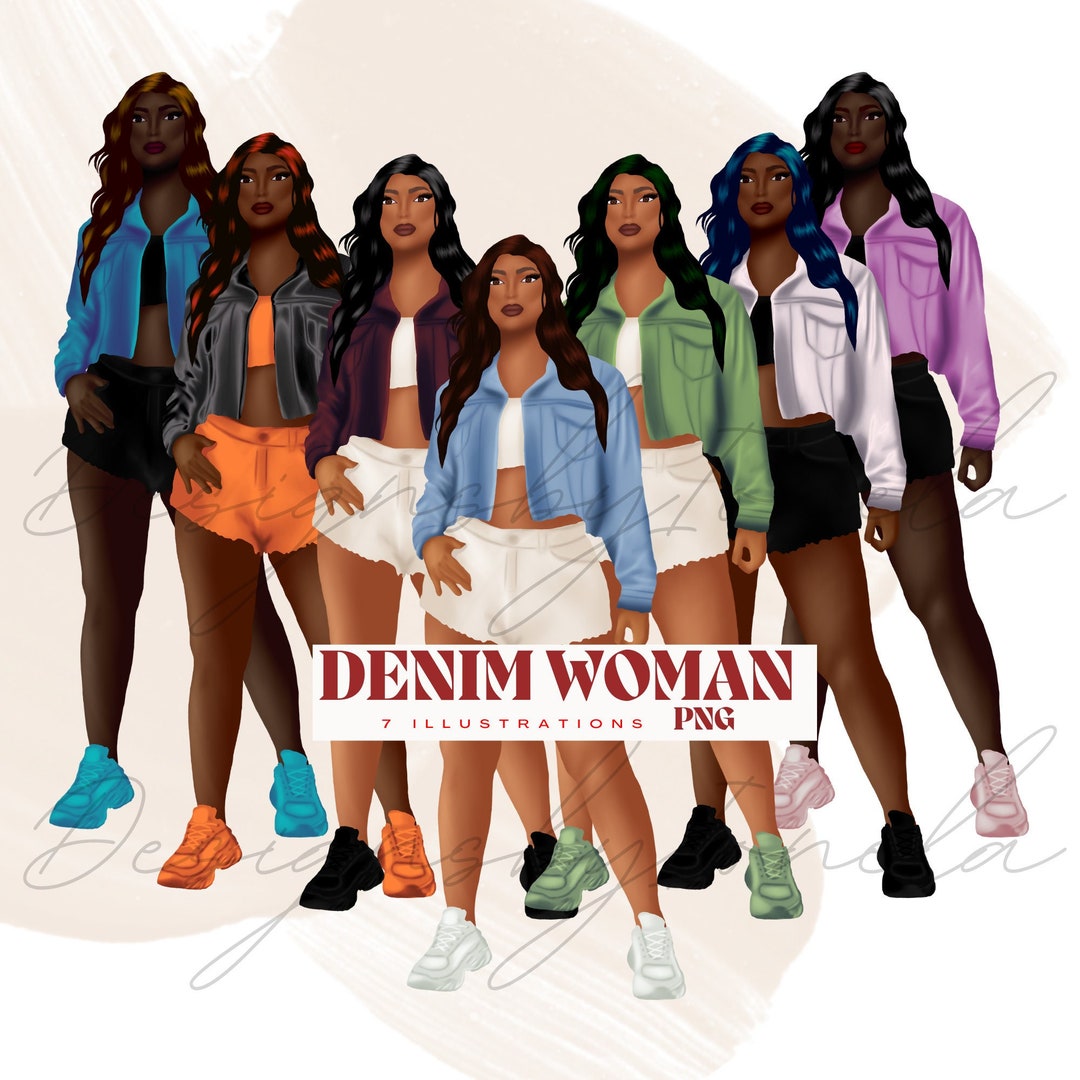 Denim Girl Clipart Fashion Woman, Curvy Girl Jeans Boss Babe, Planner ...