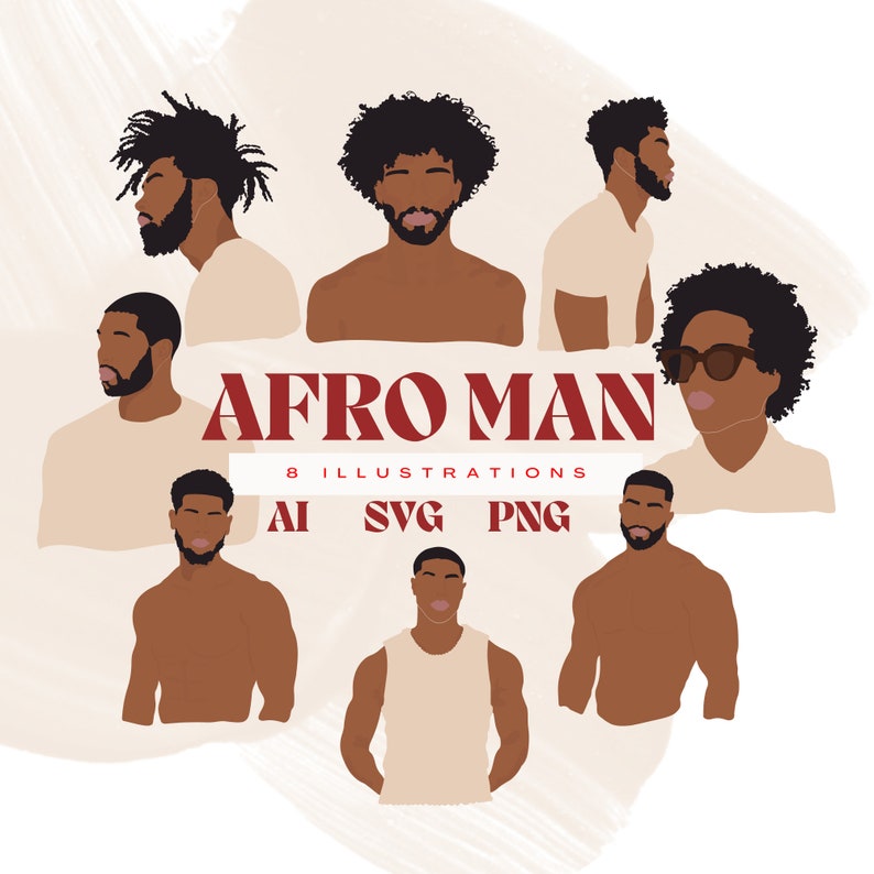 African American Black Man Svg, Afro Man Beard Png, Black King Melanin ...