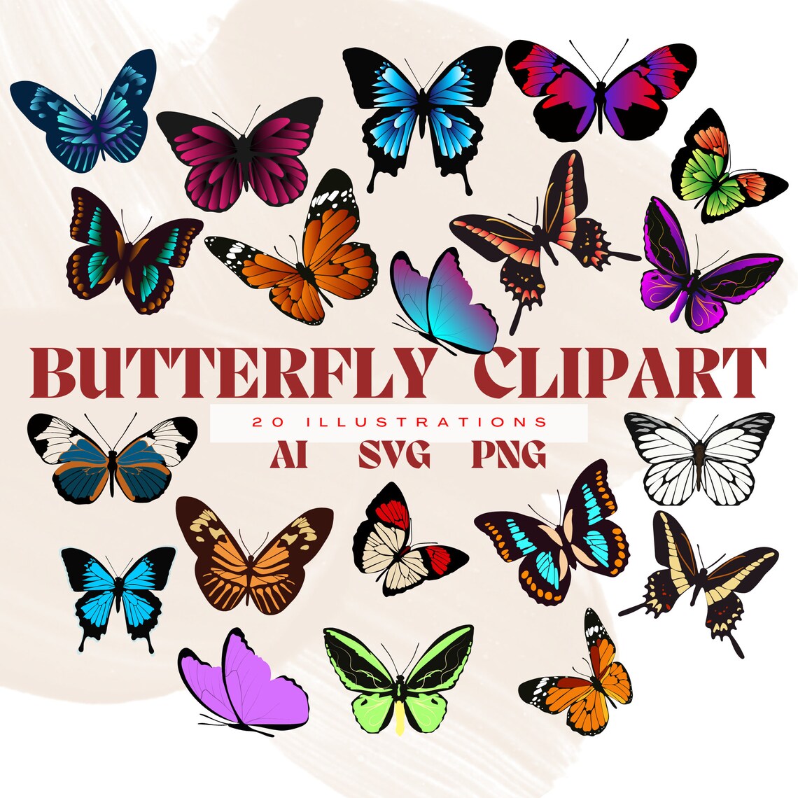 Butterfly Svg Clipart Bundle, Monarch Butterffly, Purple Butterfly ...