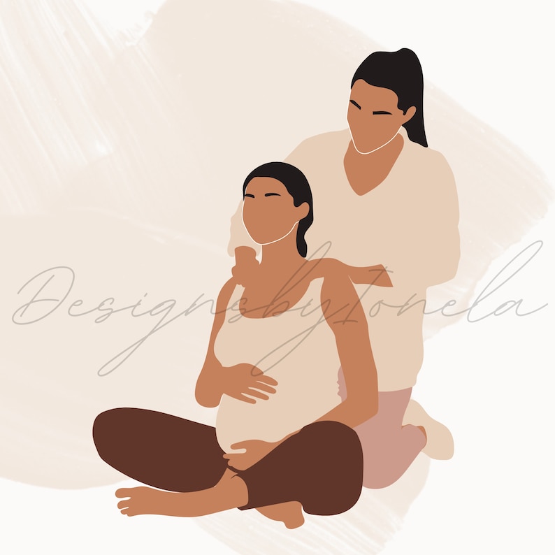 Doula SVG Clipart, Doula Illustratios, Pregnant Woman and Doula ...