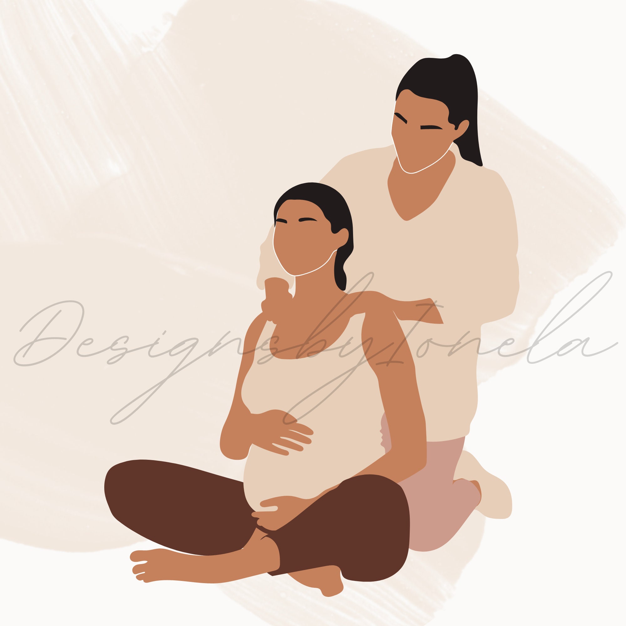 Doula Svg Clipart Doula Illustratios Pregnant Woman And Doula