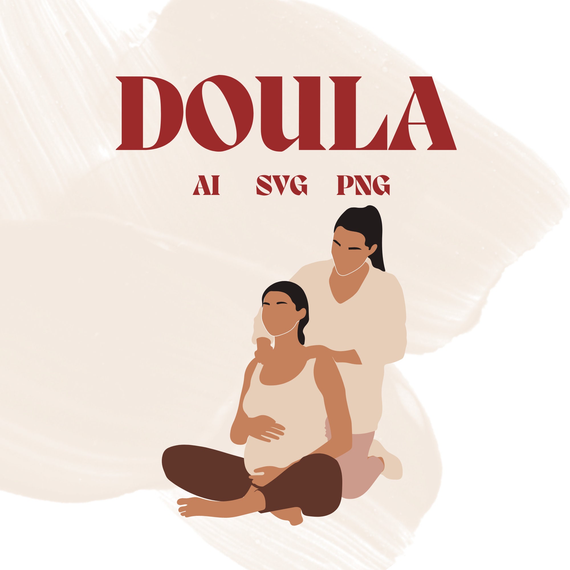 Doula SVG Clipart, Doula Illustratios, Pregnant Woman and Doula ...