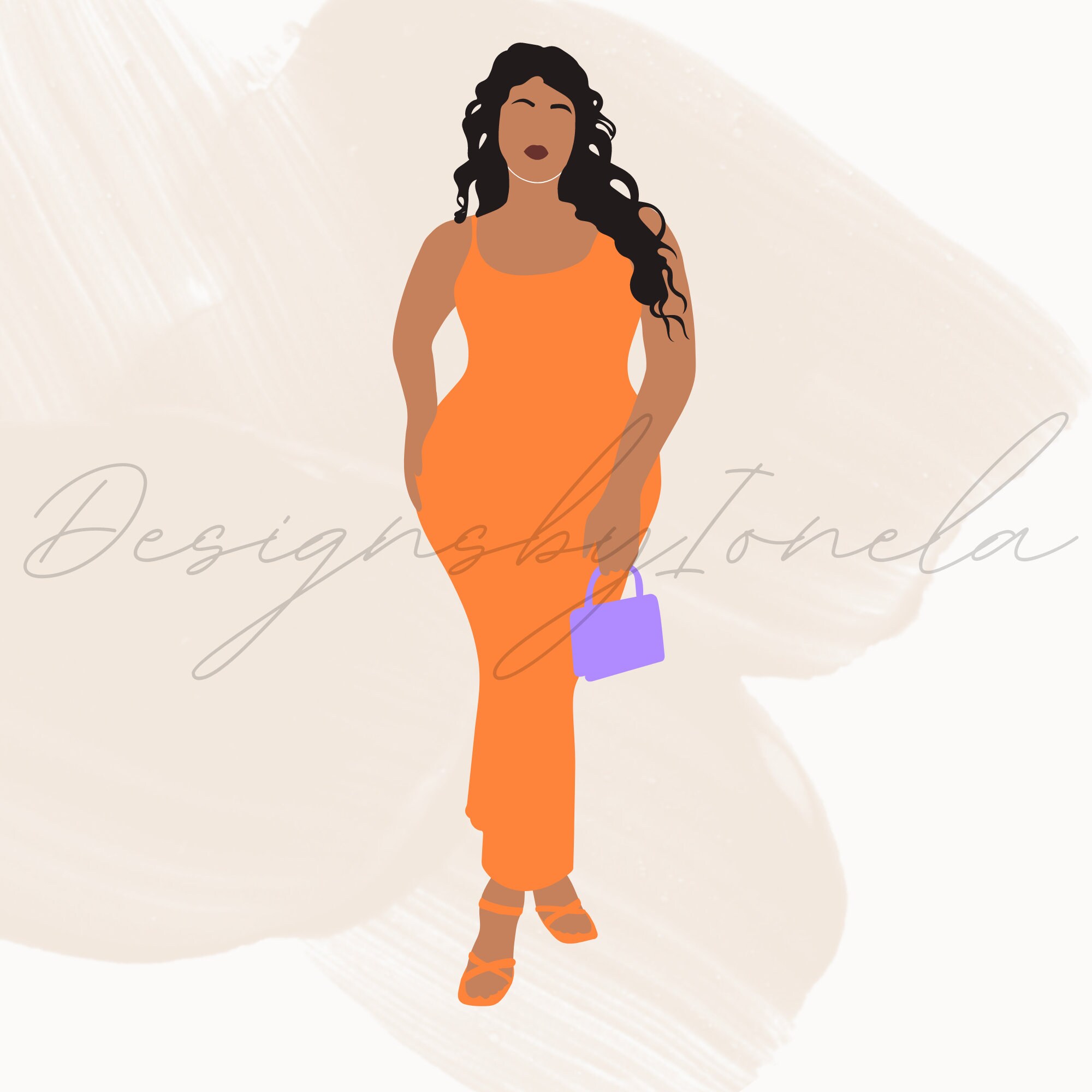 Curvy Woman SVG, Black Girl Clipart, Black Woman Clipart, Fashion Girl ...