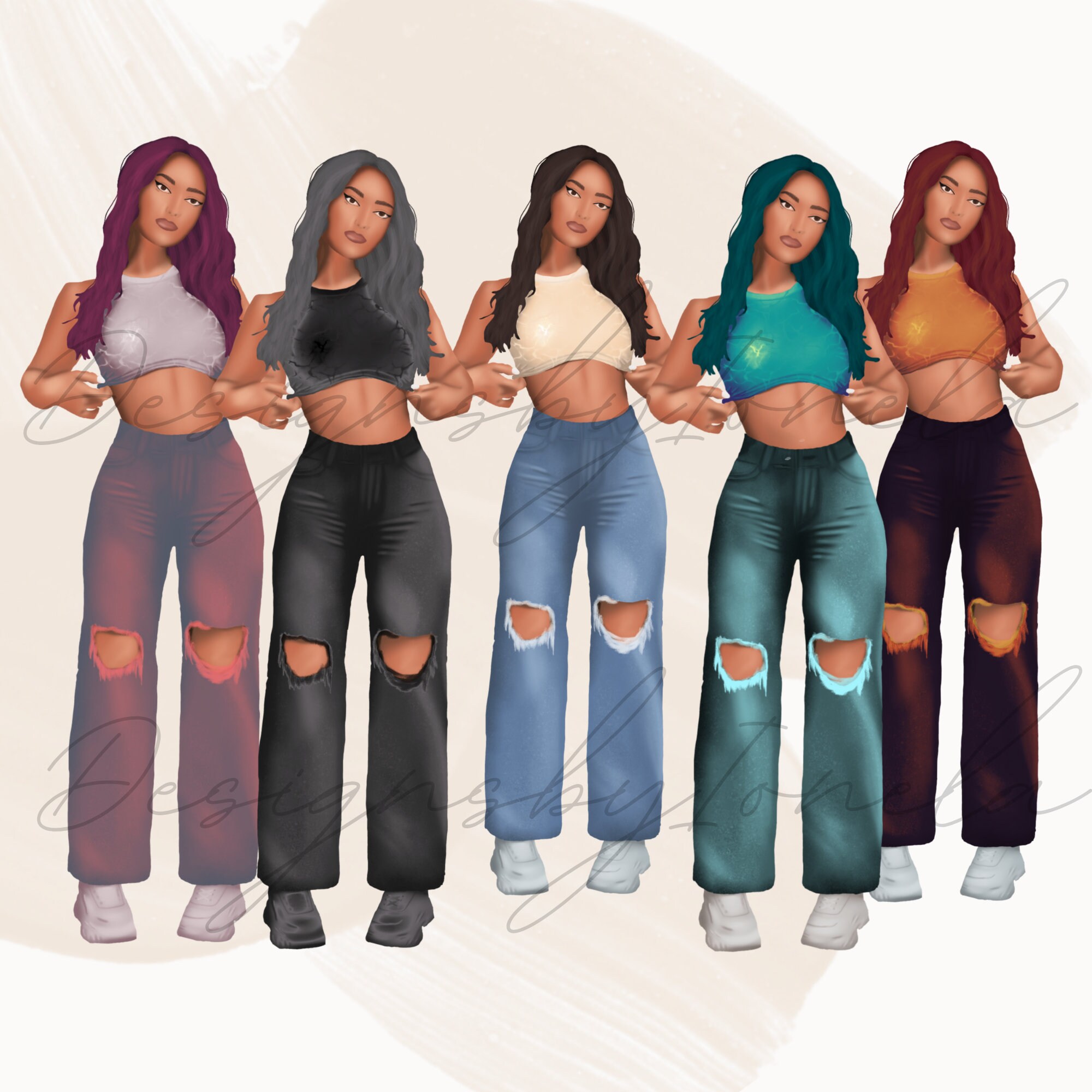 Denim Girl Clipart, Fashion Woman, Curvy Girl, Jeans Boss Babe, Planner ...