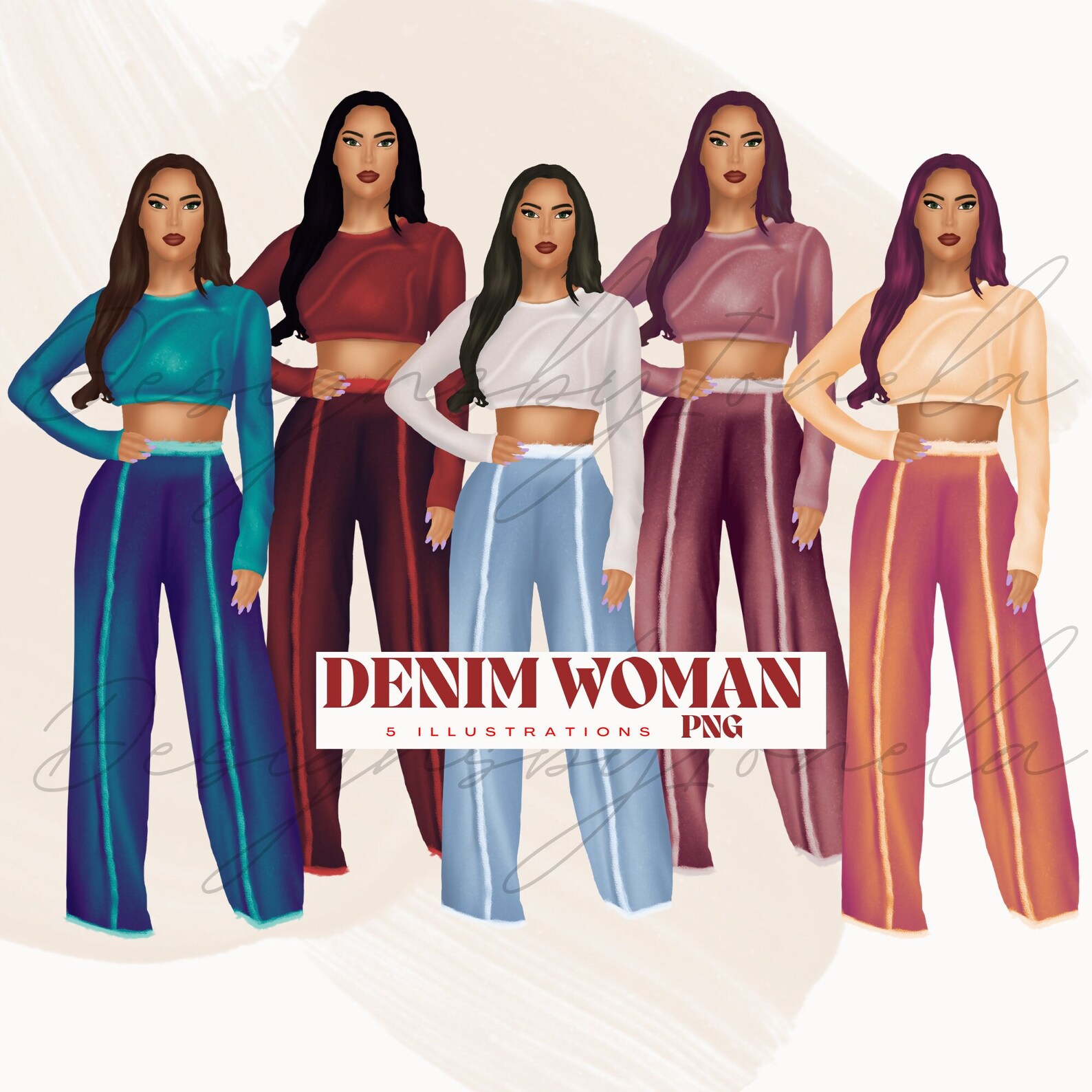 Denim Girl Clipart, Fashion Woman, Curvy Girl, Jeans Boss Babe, Planner ...