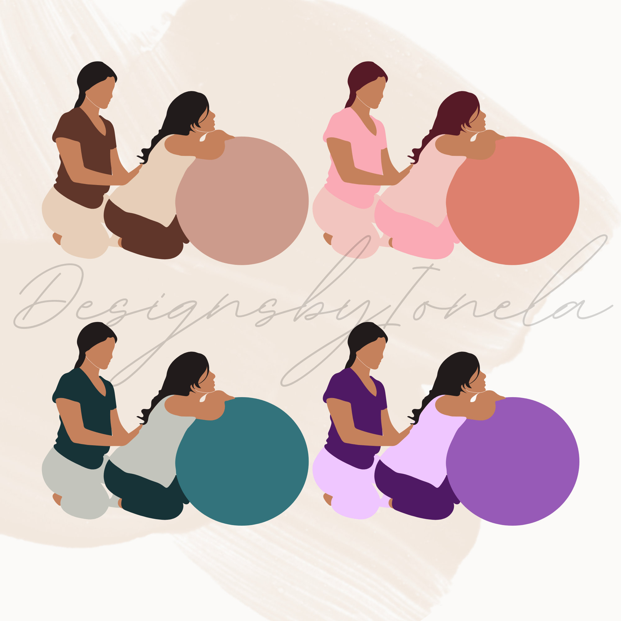 Doula SVG Clipart, Doula Illustratios, Pregnant Woman and Doula ...