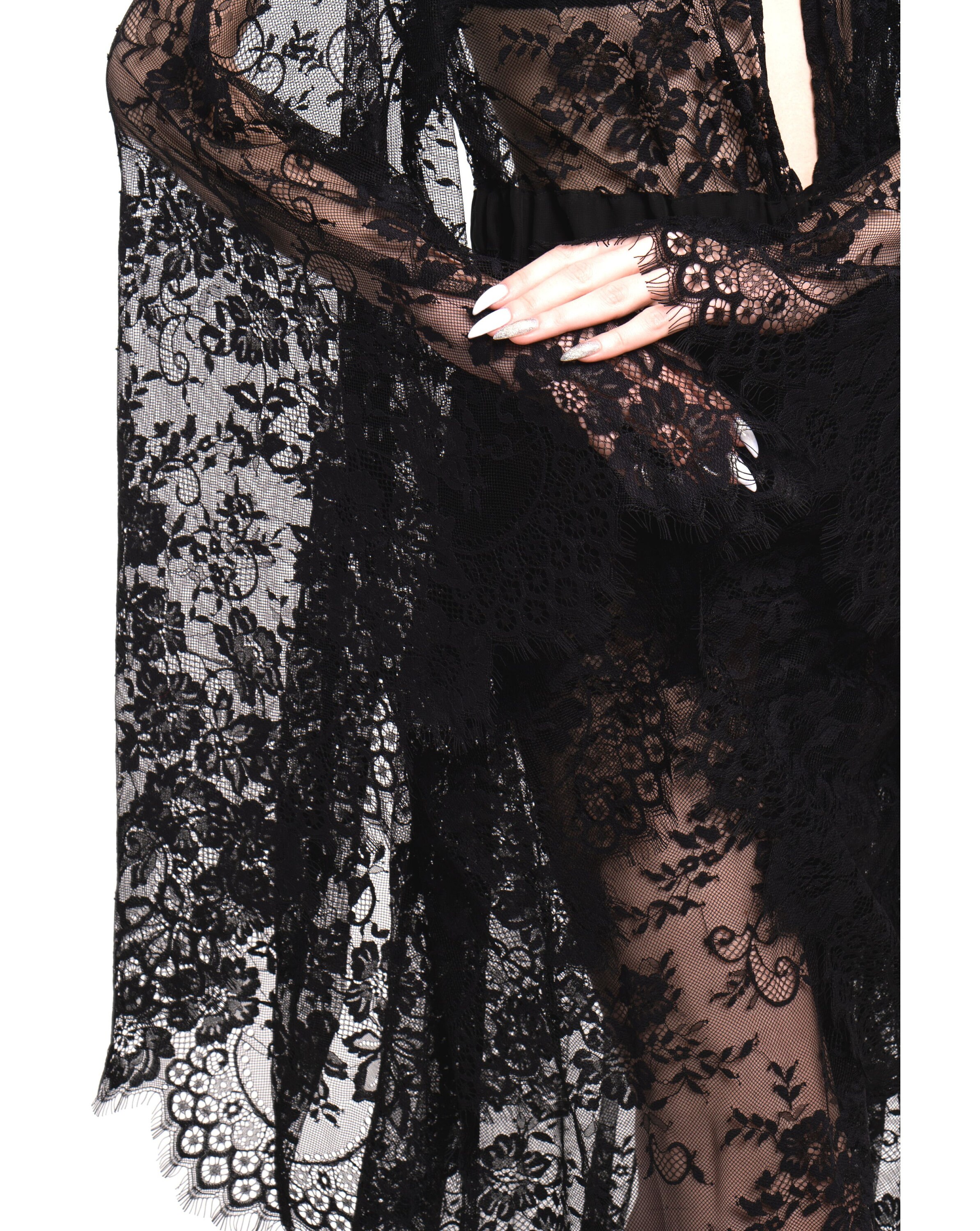 Lace Robe Lace Robe Long Black Lace Robe Long Robe With Train Robe With Train Sexy Robe
