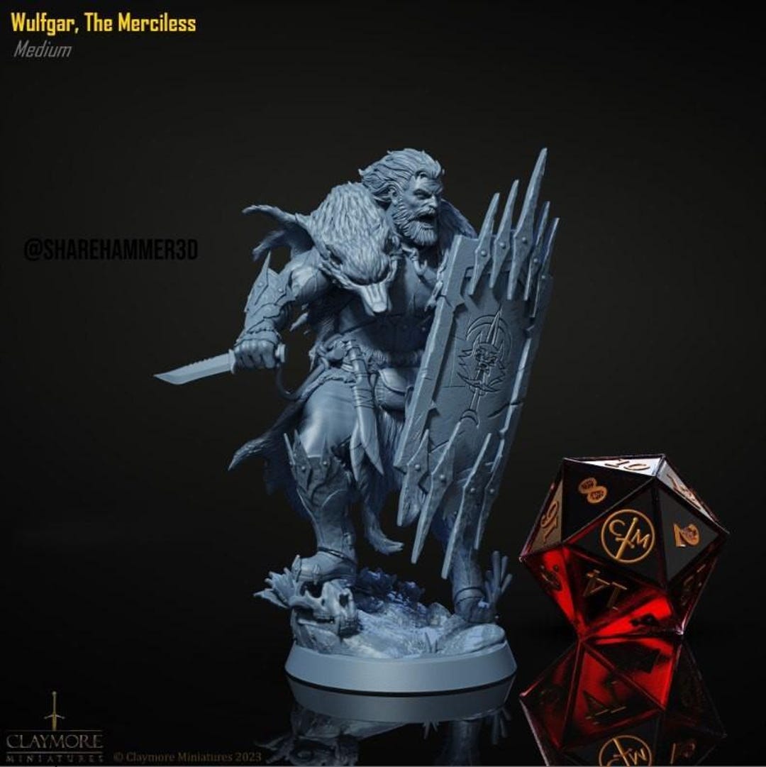 Wulfgar, the Merciless Fighter Miniature, Dnd Fantasy Hero, High Detail Resin Print, Tabletop ...