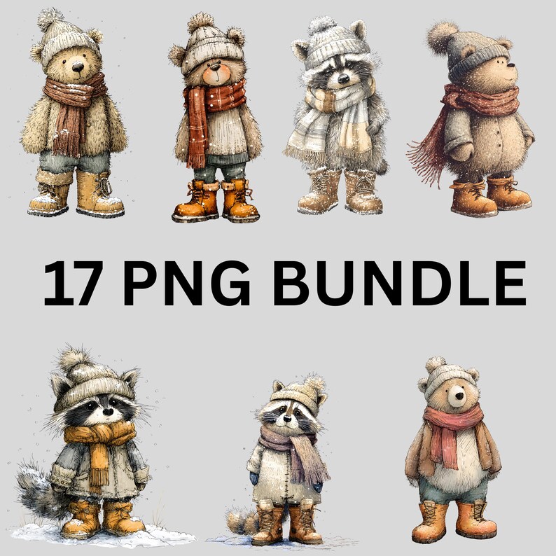 Whimsical Woodland Critters PNG Bundle – 17 Winter Animals PNG - Etsy